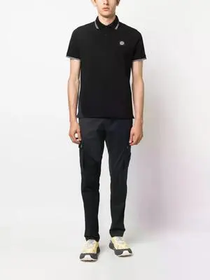 Stone Island Compass-motif Cotton Cargo Pants - Blue