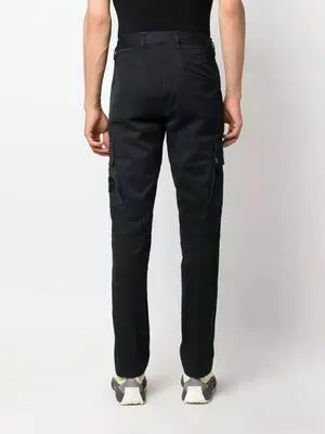 Stone Island Compass-motif Cotton Cargo Pants - Blue