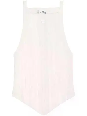 COURREGES Rib-knit Asymmetrical Top - White