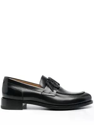 Rene Caovilla Crystal-embellished Leather Loafers