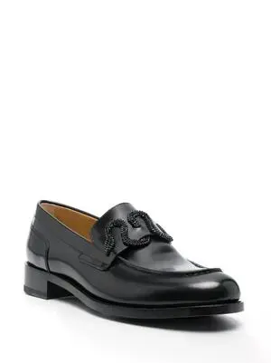 Rene Caovilla Crystal-embellished Leather Loafers