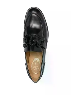 Rene Caovilla Crystal-embellished Leather Loafers