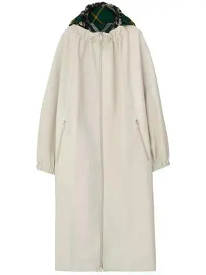 Burberry Checked-hood Gabardine Parka Coat