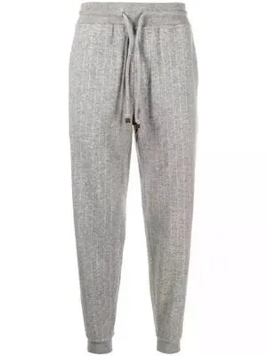 Brunello Cucinelli Striped Cashmere-blend Track Pants