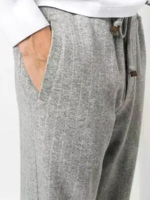 Brunello Cucinelli Striped Cashmere-blend Track Pants