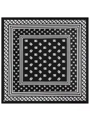 Dolce & Gabbana Dc Logo-print Silk Scarf - Black