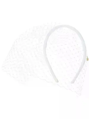 MAISON MICHEL Veil-detail Satin Headband - White