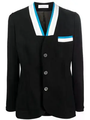 KIKO KOSTADINOV Striped-trim Single-breasted Blazer - Black