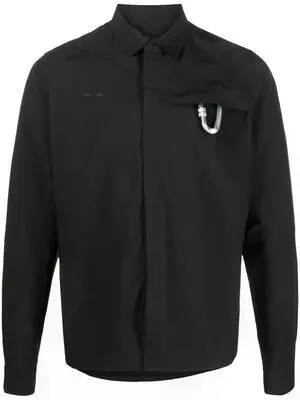 HELIOT EMIL Carabiner-detail Plain Shirt - Black