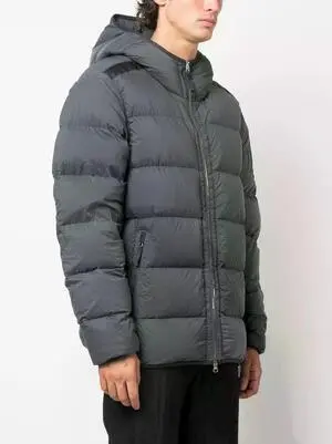 Stone Island Feather Down Hooded Coat - Grey