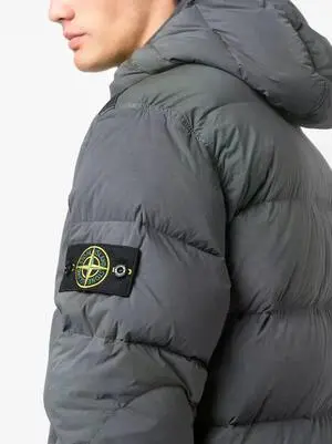 Stone Island Feather Down Hooded Coat - Grey