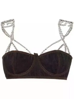 Gcds Chocker Denim Bra - Black