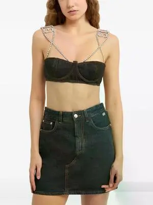 Gcds Chocker Denim Bra - Black