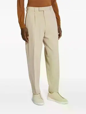 Zegna Tapered Tailored Trousers - Neutrals