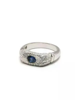 BLEUE BURNHAM Sterling Silver Hand Me Down Signet Ring With Sapphire
