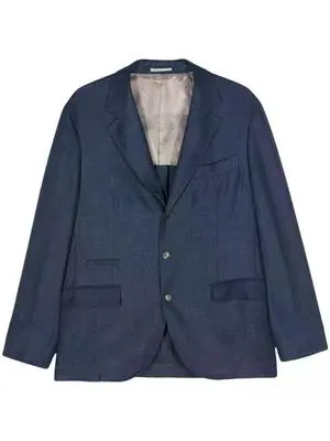 Brunello Cucinelli Single-breasted Linen Blend Blazer - Blue