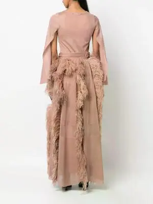 ANTONINO VALENTI Feather-detail Silk Maxi Dress