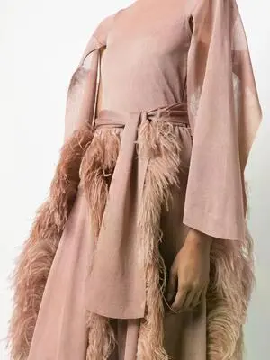 ANTONINO VALENTI Feather-detail Silk Maxi Dress