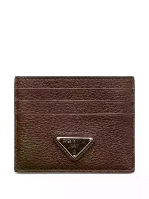 Prada Leather Card Holder - Brown