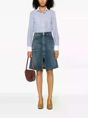 Stella McCartney Whiskering-effect Denim Midi Skirt