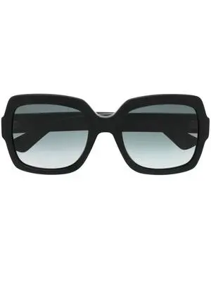 Gucci Oversized Sunglasses With Logo Plaque - Black