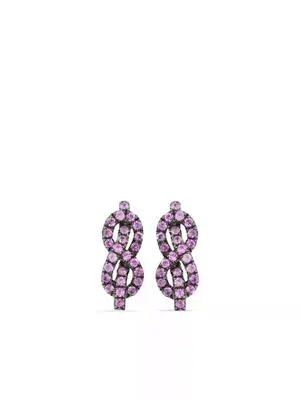 LILY GABRIELLA 18k Gold Sapphire Knot Stud Earrings - Black
