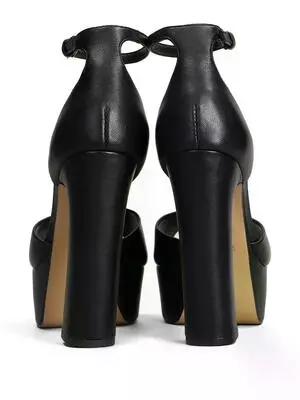 ANDREA CARRANO 120mm Leather Platform Sandals - Black