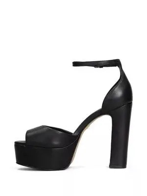 ANDREA CARRANO 120mm Leather Platform Sandals - Black