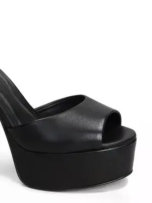 ANDREA CARRANO 120mm Leather Platform Sandals - Black