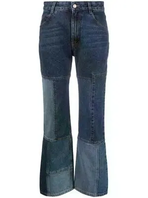 Chloé Patchwork Cropped Flared Jeans