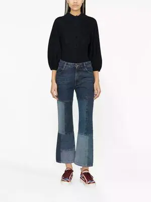 Chloé Patchwork Cropped Flared Jeans