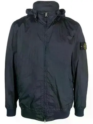 Stone Island Compass-logo Zip-up Windbreaker - Blue