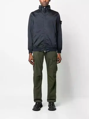 Stone Island Compass-logo Zip-up Windbreaker - Blue