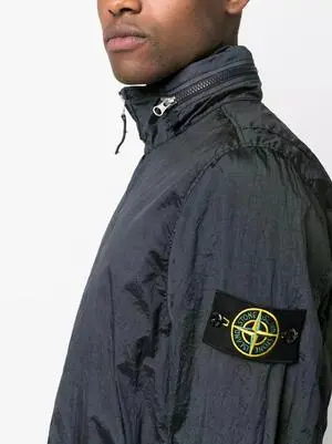 Stone Island Compass-logo Zip-up Windbreaker - Blue