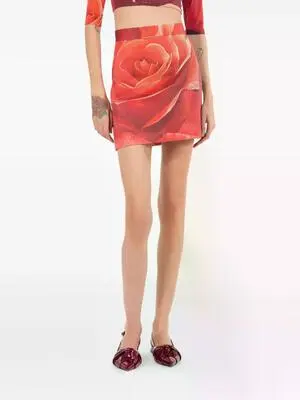 Roberto Cavalli Rose-print Mini Skirt