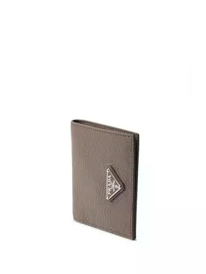 Prada Enamel Triangle-logo Wallet - Grey
