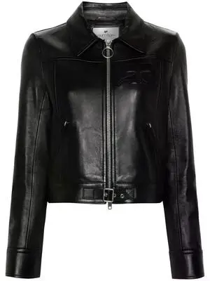 COURREGES Iconic Zip-up Leather Jacket