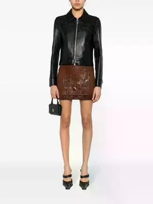 COURREGES Iconic Zip-up Leather Jacket