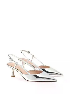 GIANVITO ROSSI Ascent 55mm Leather Slingback Pumps - Silver
