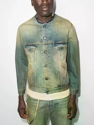 MAISON MARGIELA Raw-cut Collar Denim Jacket - Neutrals