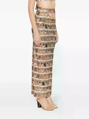 AMIR SLAMA Swimmer-print Cut-out Maxi Skirt