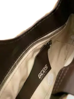 Gcds Monogram-embossed Shoulder Bag - Brown