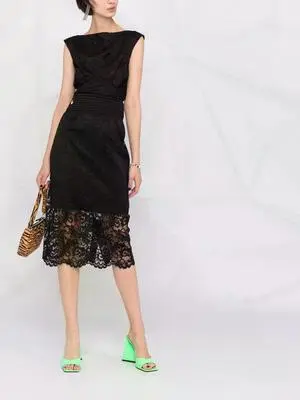 Philipp Plein Lace Midi Skirt - Black