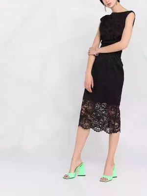 Philipp Plein Lace Midi Skirt - Black