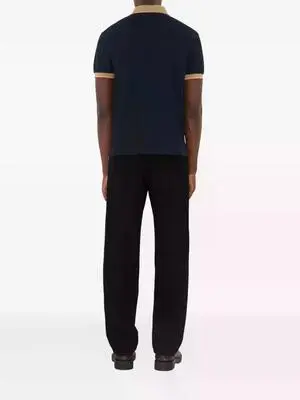 Burberry Logo Collar Cotton Polo Shirt - Blue