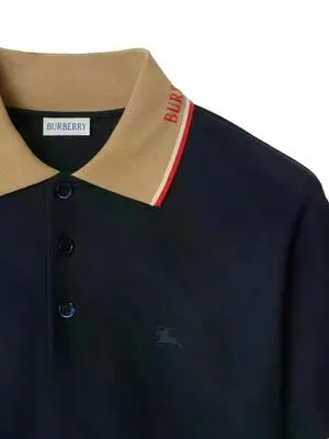 Burberry Logo Collar Cotton Polo Shirt - Blue