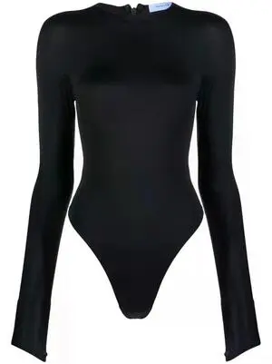 MUGLER Logo-embossed Long-sleeve Bodysuit