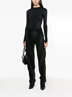 MUGLER Logo-embossed Long-sleeve Bodysuit