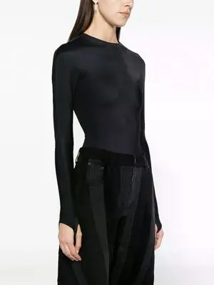 MUGLER Logo-embossed Long-sleeve Bodysuit