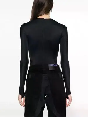 MUGLER Logo-embossed Long-sleeve Bodysuit